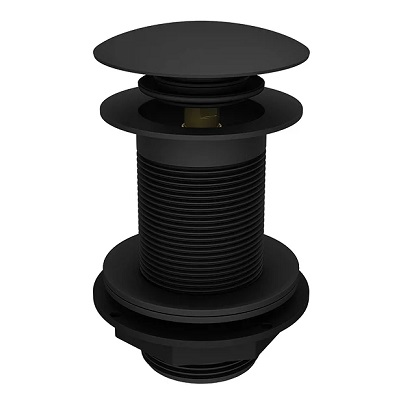 Round Basin Clicker Waste-Matt Black -Kingsway Plumbing
